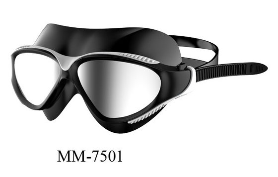 OEM Mirrored Black Adult Silicone Swimming Goggles with Hard Frame