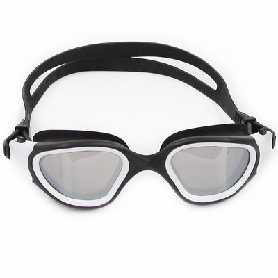 Silver Mirrored Swim Mask Goggles Panoramic Lens Swimmer Goggles