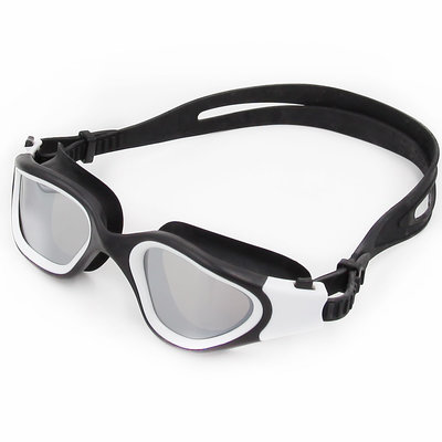 Silver Mirrored Swim Mask Goggles Panoramic Lens Swimmer Goggles