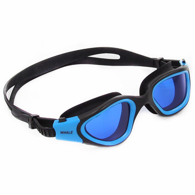Fashion Panoramic Silicone Swimming Goggles with Blue Mirrored Lens