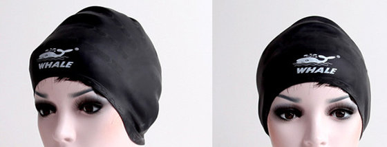 2015 Professional Classic Black Adult Silicone Swim Caps with Ear Guard