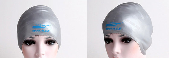 2015 Professional Classic Black Adult Silicone Swim Caps with Ear Guard