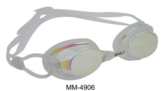 Wide Black Mirrored Professional Swimming Goggles Anti Fog and UV Protection