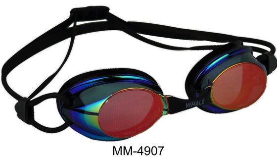 Wide Black Mirrored Professional Swimming Goggles Anti Fog and UV Protection