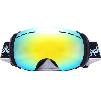 Anti - Fog Snow Boarding Goggles Three Layer Foam Gold Lens TPU Frame