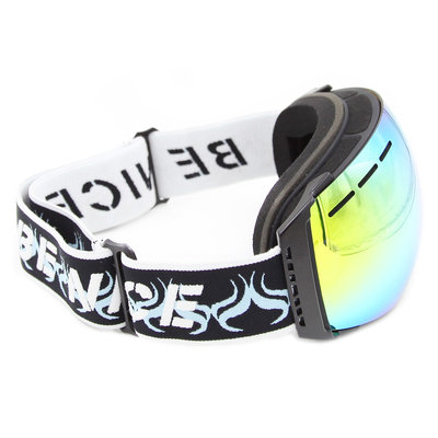 Anti - Fog Snow Boarding Goggles Three Layer Foam Gold Lens TPU Frame