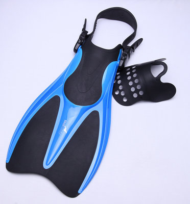 EVA / TPR Blue Adjustable Skin Diving Fins Bodyboard Fins Gray / Black