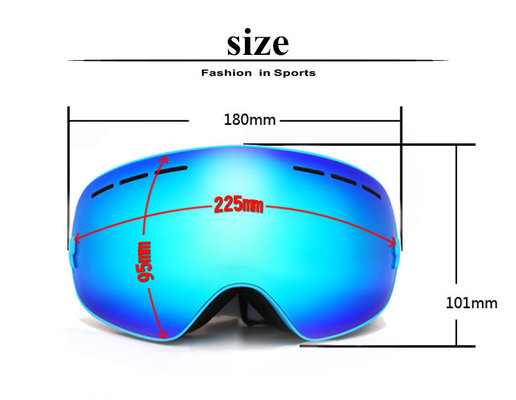 Youth Snowboard Goggles , OTG Snow Goggles With Anti - Fog UV400 Lens TPU Frame