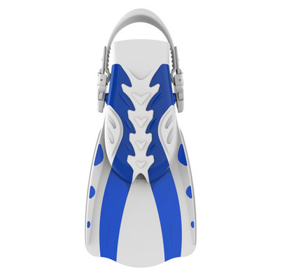 Professional White / Blue Short Freediving Fins Adjust Buckle And Anatomic Blade