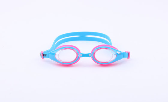 Blue Kids Competitive Swim Goggles Silicone Skirt Mirrored Curve Lens