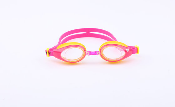 Blue Kids Competitive Swim Goggles Silicone Skirt Mirrored Curve Lens