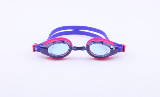 Blue Kids Competitive Swim Goggles Silicone Skirt Mirrored Curve Lens
