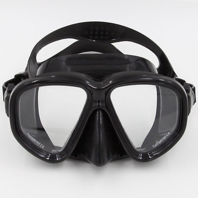 Black Silicone Free Diving Goggles Tempered Glasses CE Certificate