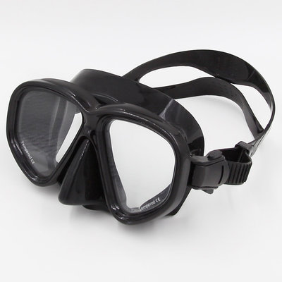 Black Silicone Free Diving Goggles Tempered Glasses CE Certificate