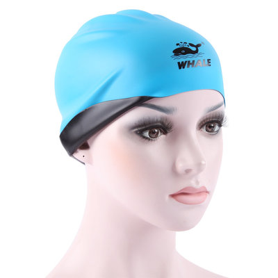 Blue And Black Light Silicone Swim Caps Weight Durable Reversible