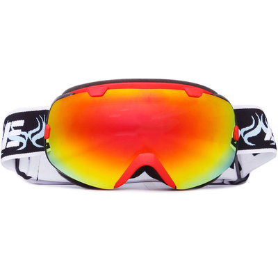 Red Adult Pressional Snow Boarding Goggles Double Lens Three Layer Foam