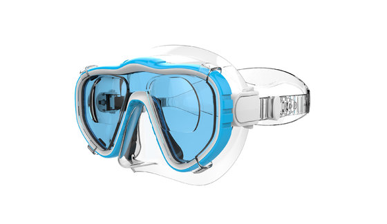 Blue tempered glasses silicone skirt Free Diving Mask With optical lens