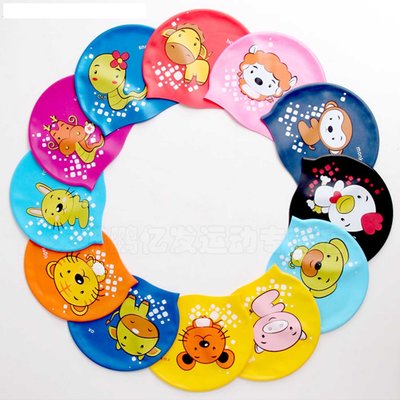 Silcone Kids Swim Cap Carton Chrldren Swimming Cap Protect Head And Ear OEM Logo