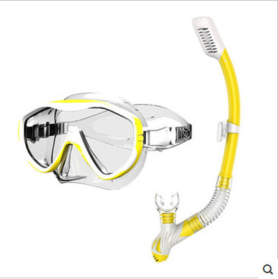 Yellow Frame Clear Free Diving Mask Prescription Dive Goggles Customized