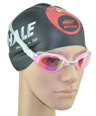 Pink Silicone Clear Swimming Goggles Adult Swim Goggles Mirrored Lens
