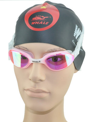 Pink Silicone Clear Swimming Goggles Adult Swim Goggles Mirrored Lens