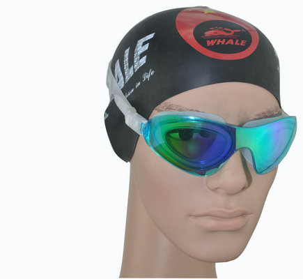 Green UV Protect Anti Fog Swimming Goggles with PC Lens Silicone Gasket