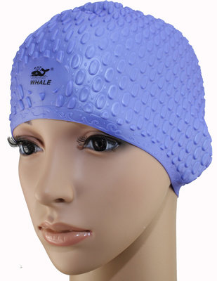 Womens Blue Silicone Swim Caps Custom Swimming Caps For Dreadlocks