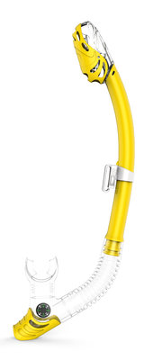Red , Yellow PU Dry Diving Snorkel with PC Floating Ball and PU Tube