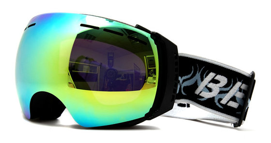 Womens Mirrored Double Lens OTG Snowboarding Goggles for Skiing