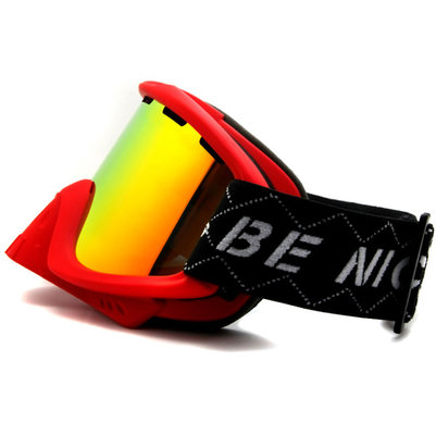 Durable Sports REVO Mirror Lens Snowboard Goggles Red with Nose Bridge