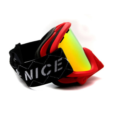 Durable Sports REVO Mirror Lens Snowboard Goggles Red with Nose Bridge