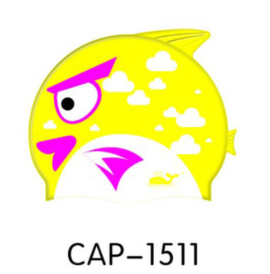 Yellow Toddler / Infant / Childrens Swimming Hats Silicone Swim Cap Custom