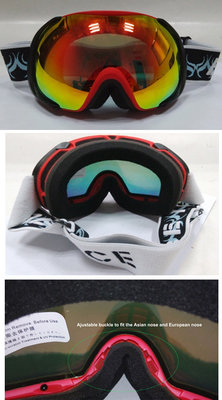 Eco Friendly Cool Mirror  Snow Boarding Goggles with Adjusted Nose Buckle
