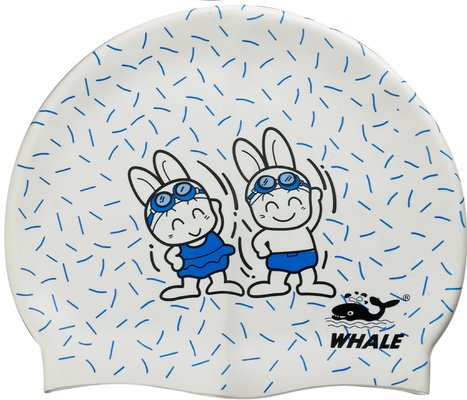 Custom Childrens Swimming Hats Printed Swim Caps for Kids , White / Blue / Pink
