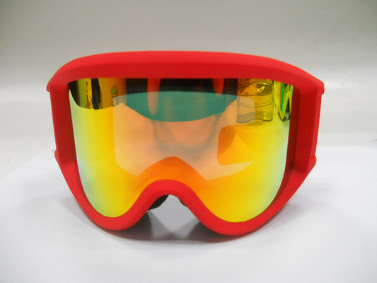 Gold Double Lens Anti Fog Snow Goggles , TPU Frame Snowboard Goggles