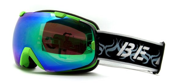 Double Lens green Mirrored Ski Goggle three layer foam for adult