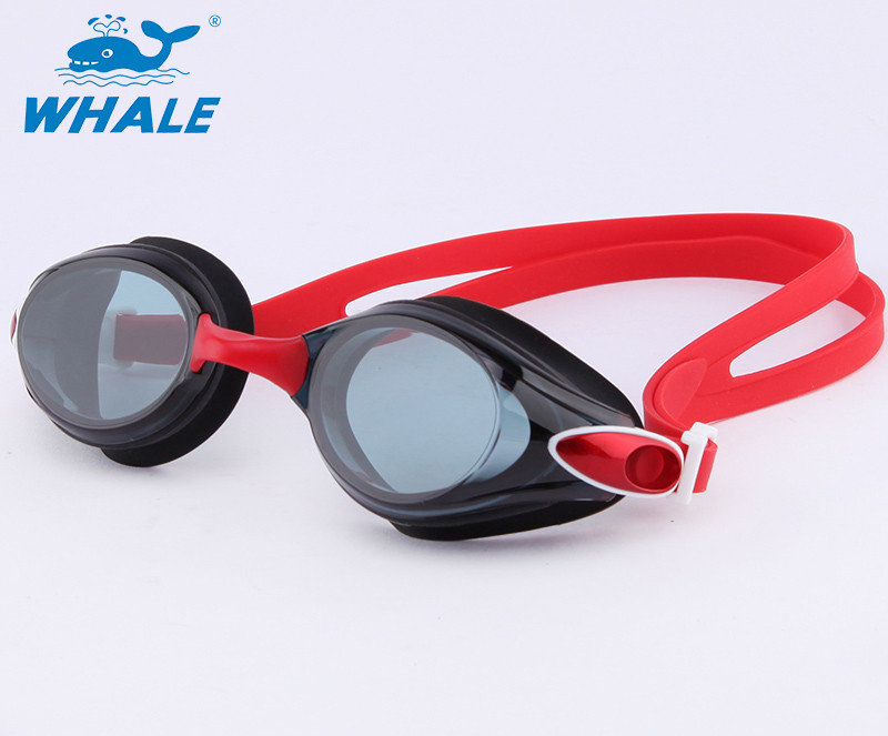 Red Adult Silicone Swimming Goggles Fast Adjust Strap System Three Size Nose Piece