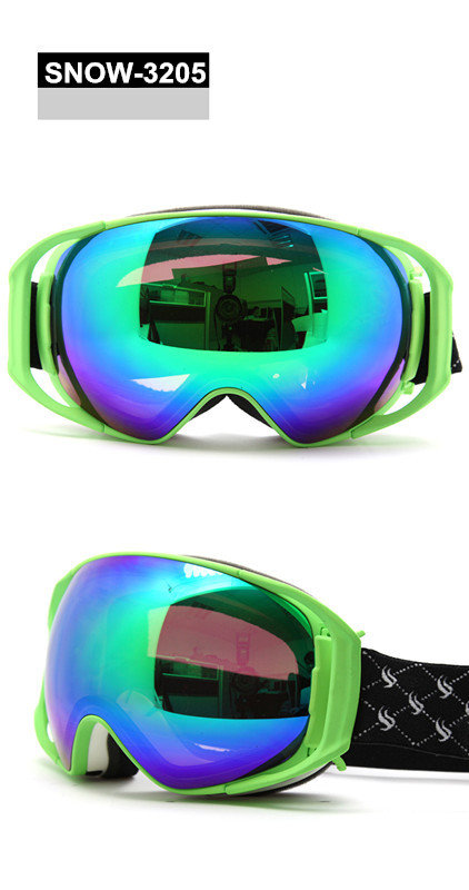 Brown Revo Green Lens Anti Fog Snow Goggles For Men , CE / FDA Certificate