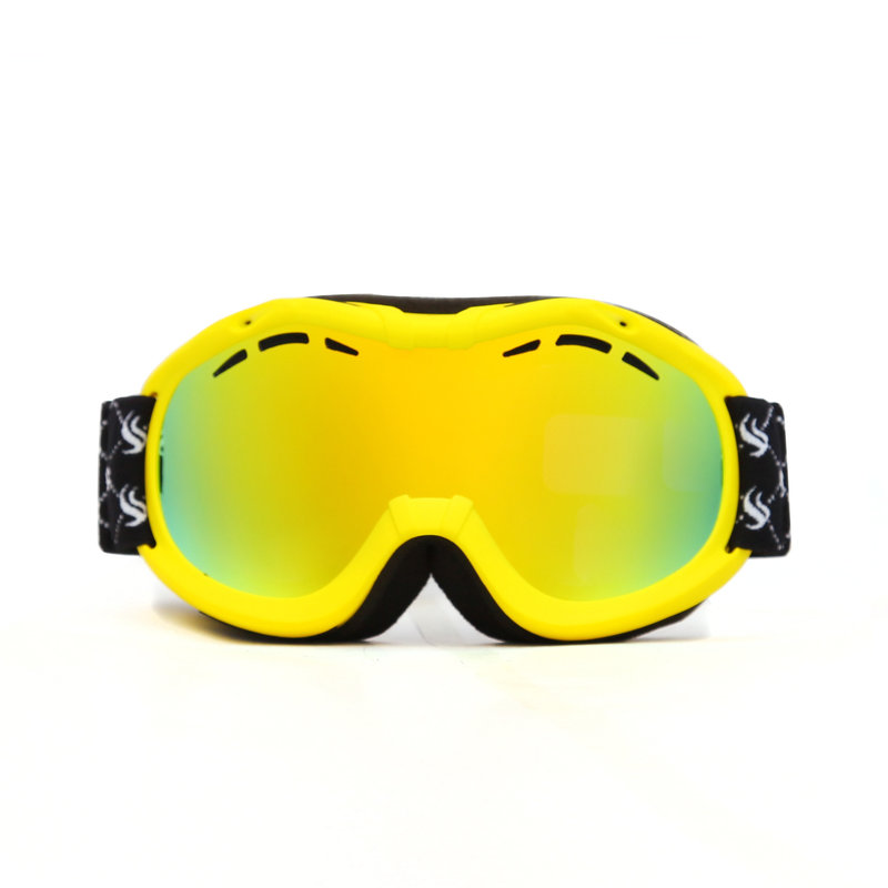 Double Lens No Fog Kids Snowboarding Goggles for Girls , Yellow / Blue / Green