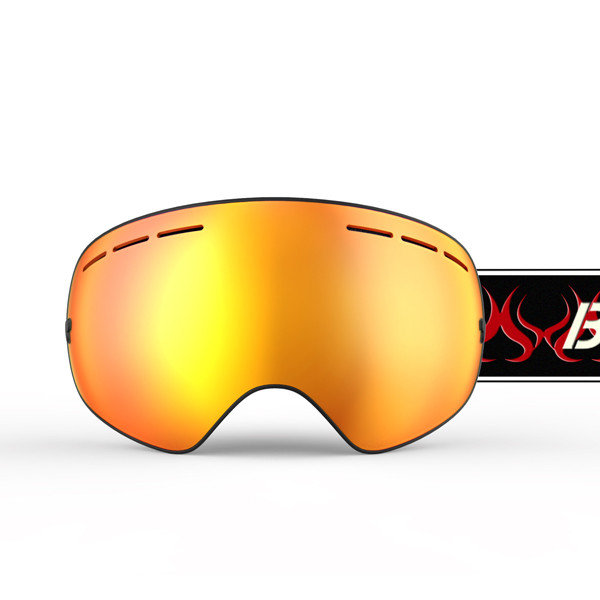 Orange Mirror OTG Snowboarding Goggles , Reflective Snowboard Goggles For Glasses