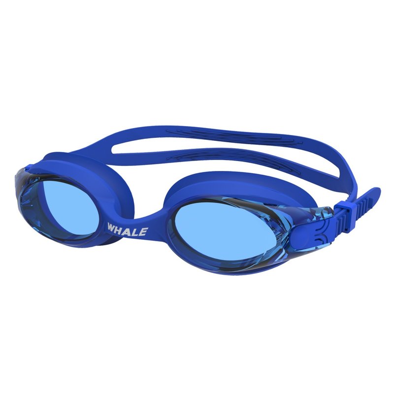Blue Open Water / Sea Silicone Swimming Goggles with Wide Angle Curve Lens