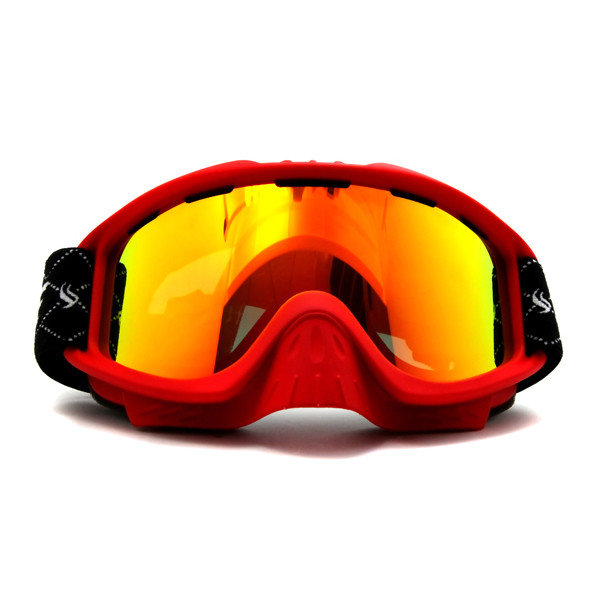 Durable Sports REVO Mirror Lens Snowboard Goggles Red with Nose Bridge