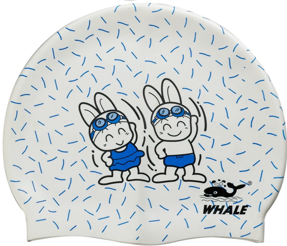 Custom Childrens Swimming Hats Printed Swim Caps for Kids , White / Blue / Pink