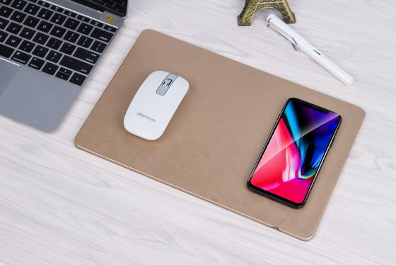 Mobile accessories wireless charger New Creative PU Leather Mouse Pad for iPhone X 8 for samsung s8 smartphone Wireless supplier