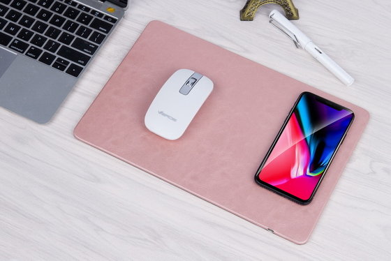 Mobile accessories wireless charger New Creative PU Leather Mouse Pad for iPhone X 8 for samsung s8 smartphone Wireless supplier