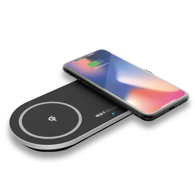 2018 Wirelles iq charger big uk 7.5W/10W fast qi wireless charger charging dual pad muliport for iphone 8/8plus/x supplier