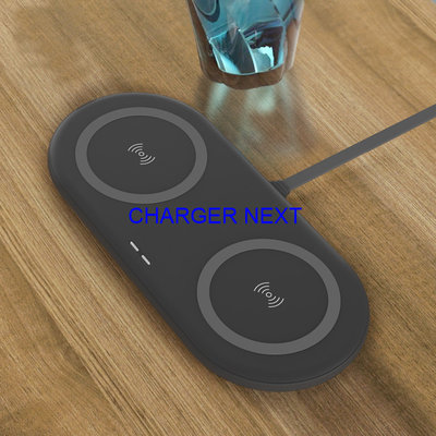 DUAL WIRELESS CHARGER Double Qi Wireless Charger Dual wireless Charger Two Charging Position Wireless Charging Pad supplier
