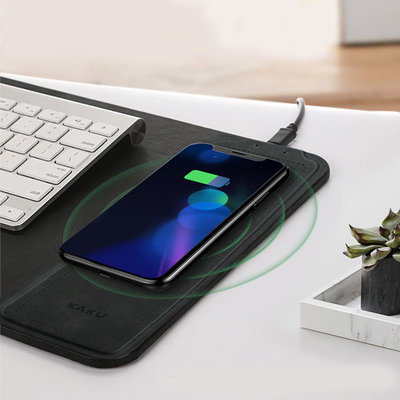 MOUSE PAD WIRELESS CHARGER 2018 10W 2 int 1 q black fast wireless phone charger large pu mouse pad for mobile phones supplier