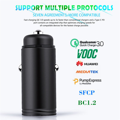 Car USB3.0 Charger for HUAWEI OPPO Compatible with QC, MTK,PD protocol support TYPE-C  with deign patent supplier