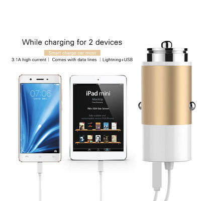 Hot Selling New Aluminium Alloy Dual USB Car Charger for iPhone iPad iPod Camera Car Charger supplier